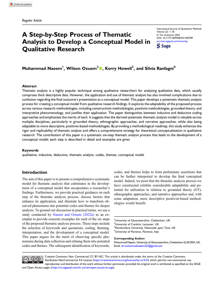 Naeem Et Al 2023 A Step by Step Process of Thematic Analysis To Develop ...