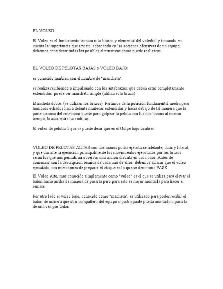 Voleo Bajo y Alto | PDF | Vóleibol | Deportes