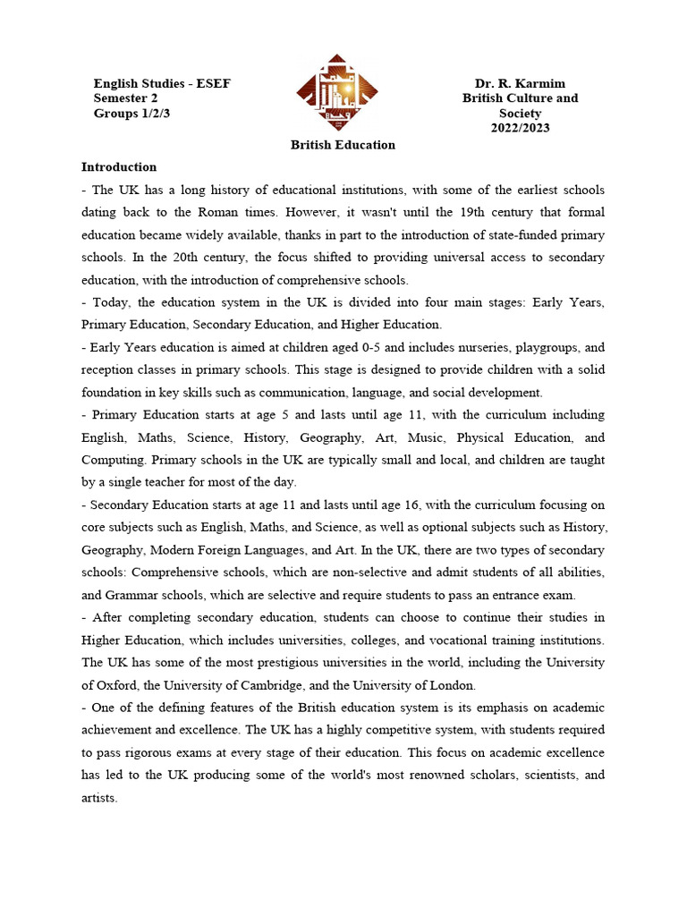 British Education | PDF | Academic Degree | Postgraduate Education