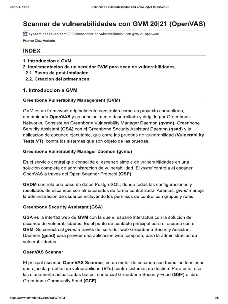 Scanner de Vulnerabilidades Con OpenVAS | PDF