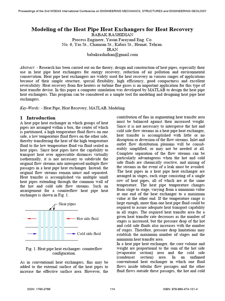 Heat Pipe Heat Exchanger Modeling | PDF | Science & Mathematics