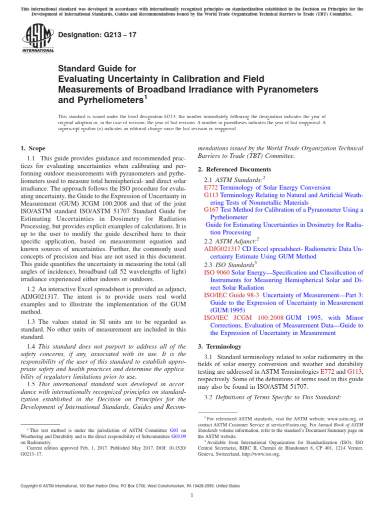 Astm G213 - 17 | PDF | Standard Deviation | Calibration