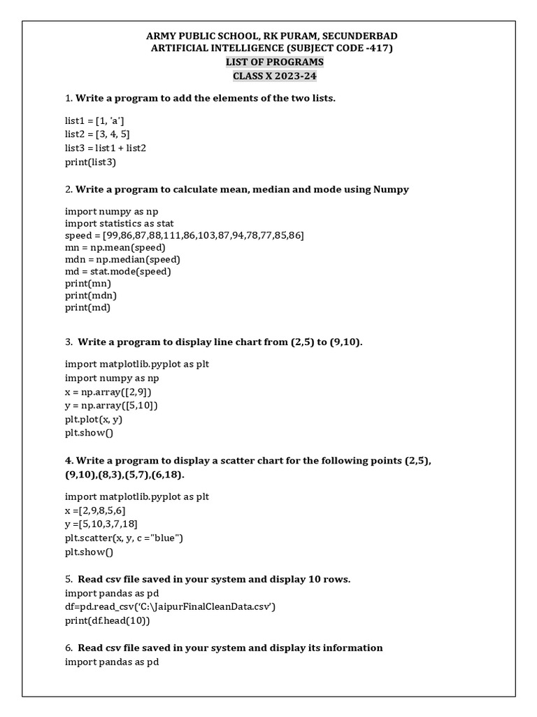 Class X Python Programs 1 1 Pdf Software Engineering Computer Science