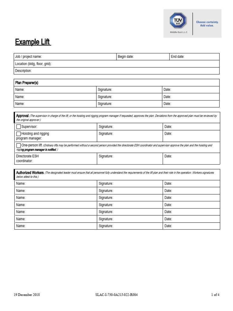 Example Lift Plan | Download Free PDF | Mechanical Engineering