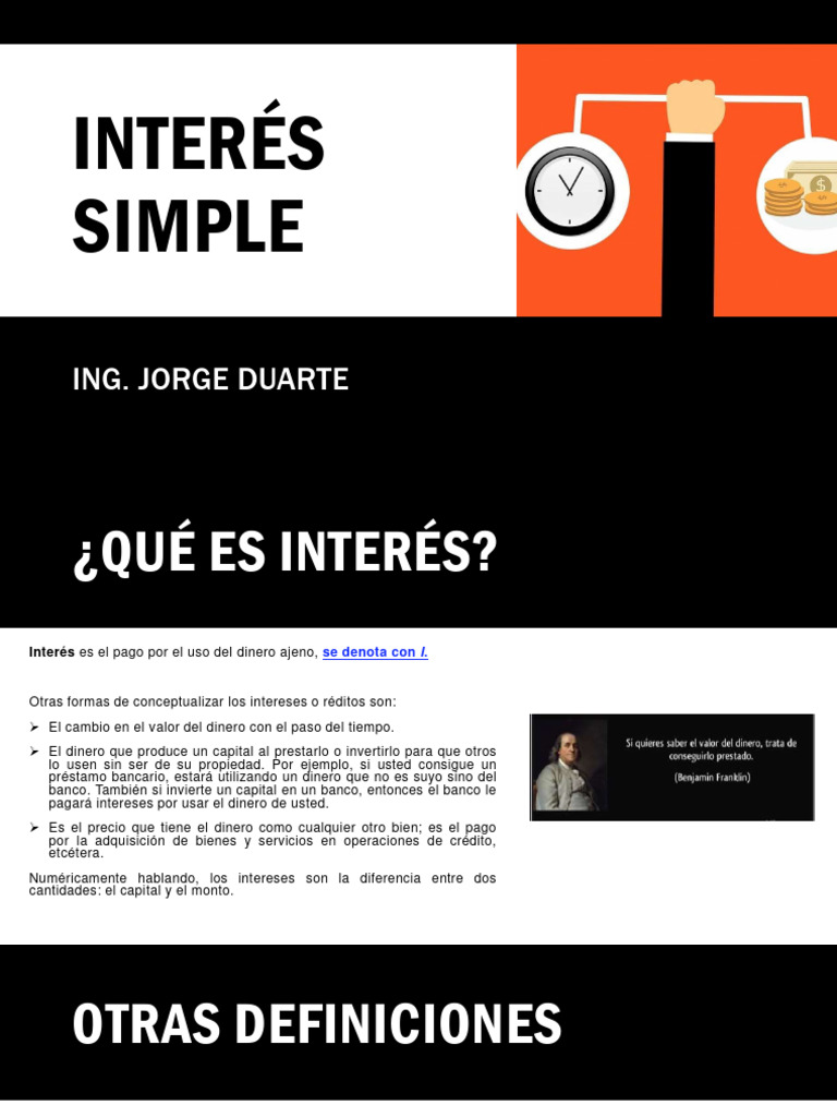 Definición y Cálculo de Interés Simple | PDF | Interés | Bancos