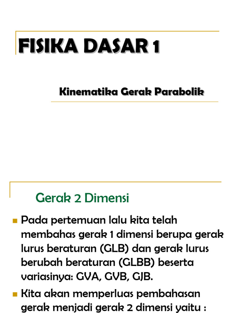 Kinematika Gerak Parabolik dalam Fisika | PDF