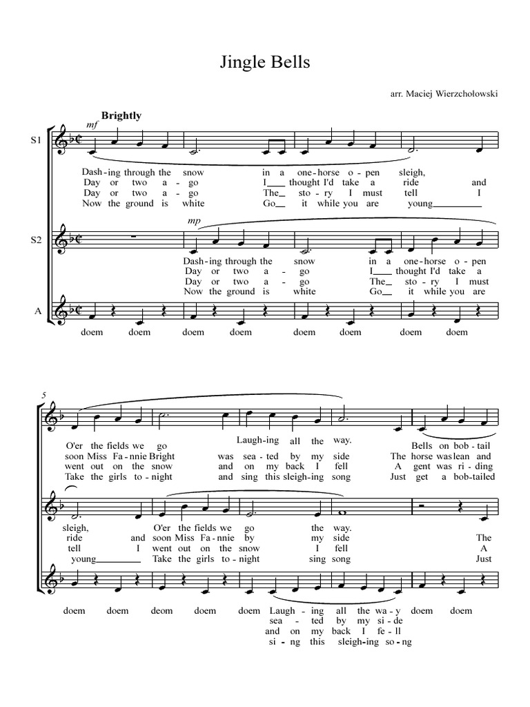 7 - Jingle Bells LYRICS - 1 - Full Score | PDF | Christmas Music ...
