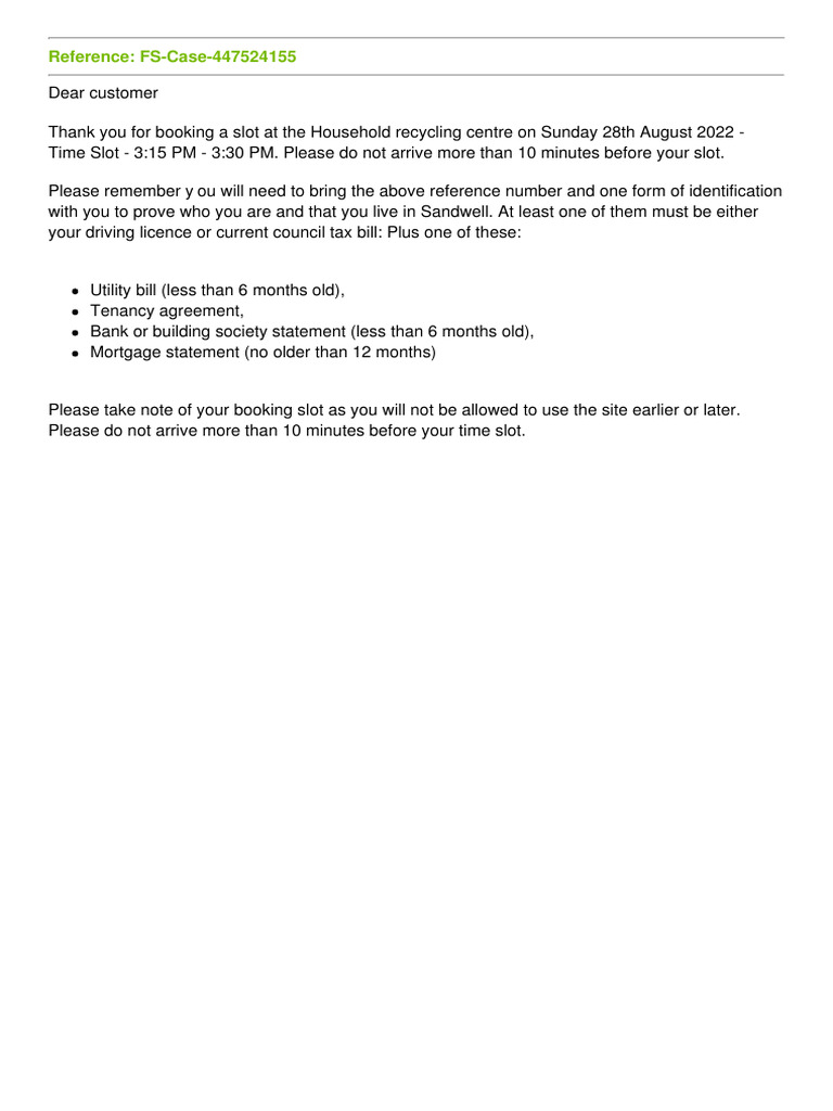 Household Recycling Centre Booking Form V2.FS447524155 | PDF | Finance ...