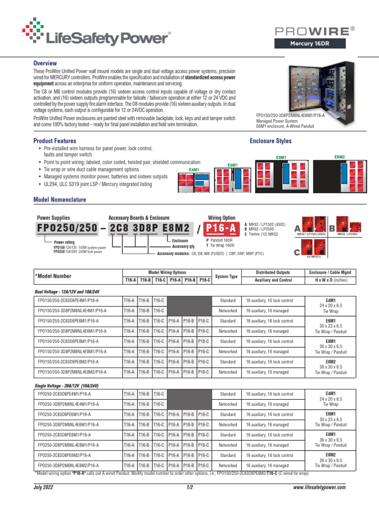 LifeSafetyPower 16 Door Mercury | PDF | Power Supply | Battery Charger