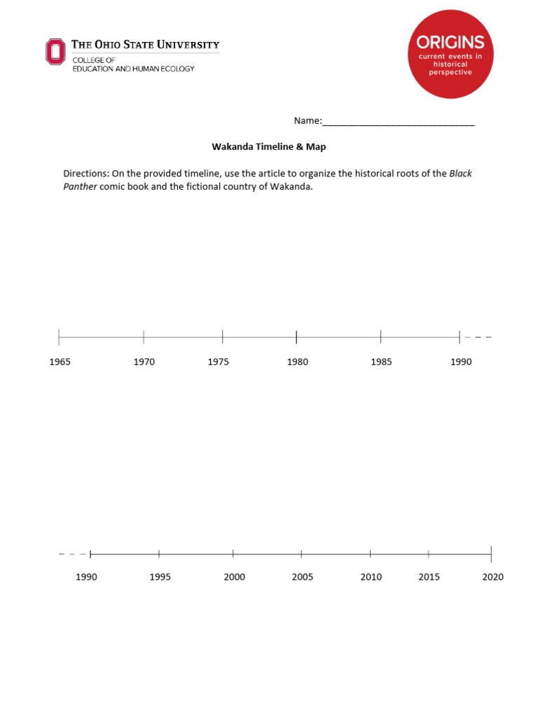Afrofuturism Lesson 1 - Wakanda Timeline - Map Handout | PDF