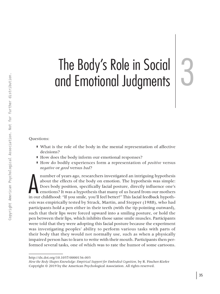 The Body S Role in Social and Emotional Judment | PDF | Career & Growth ...