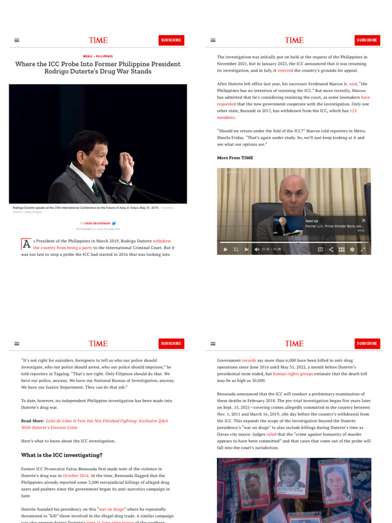 What To Know About The ICC Probe Into The Philippines' Drug War - TIME | PDF | Rodrigo Duterte ...