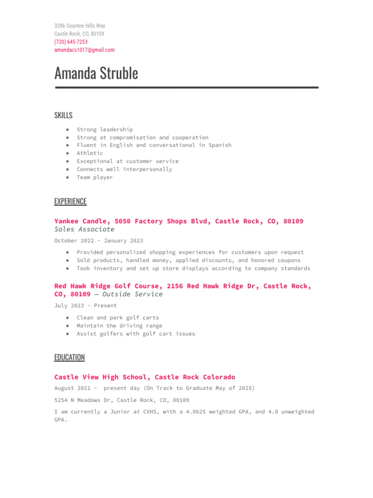 Amanda Struble Resume 1 | PDF