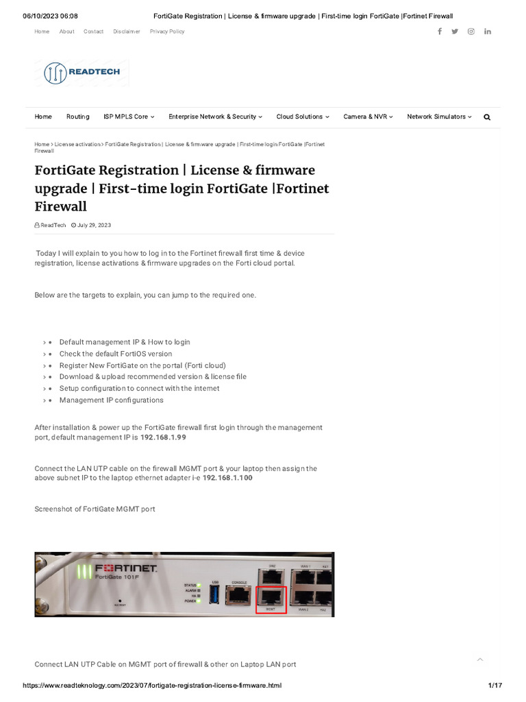 FortiGate Registration - License & Firm.. | PDF