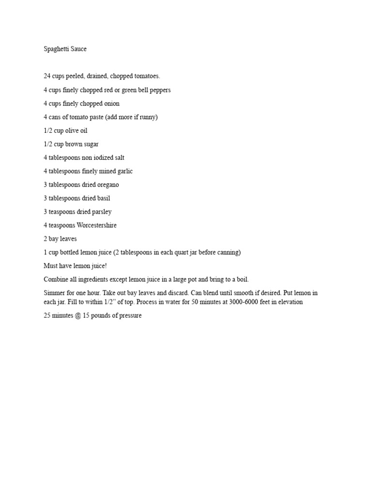Spaghetti Sauce | PDF