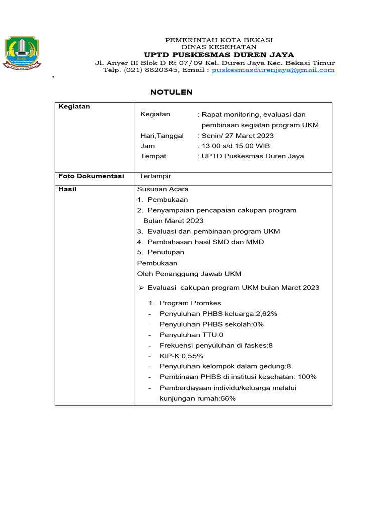 Notulen Maret 2023 | PDF | Kesehatan Holistik | Sains & Matematika