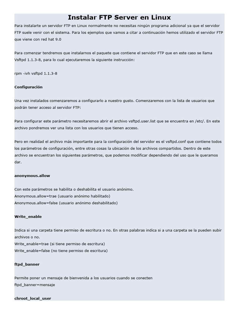 Instalar FTP Server en Linux | PDF | Protocolo de transferencia de ...