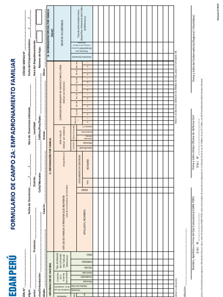 Formulario de Campo 2a | PDF