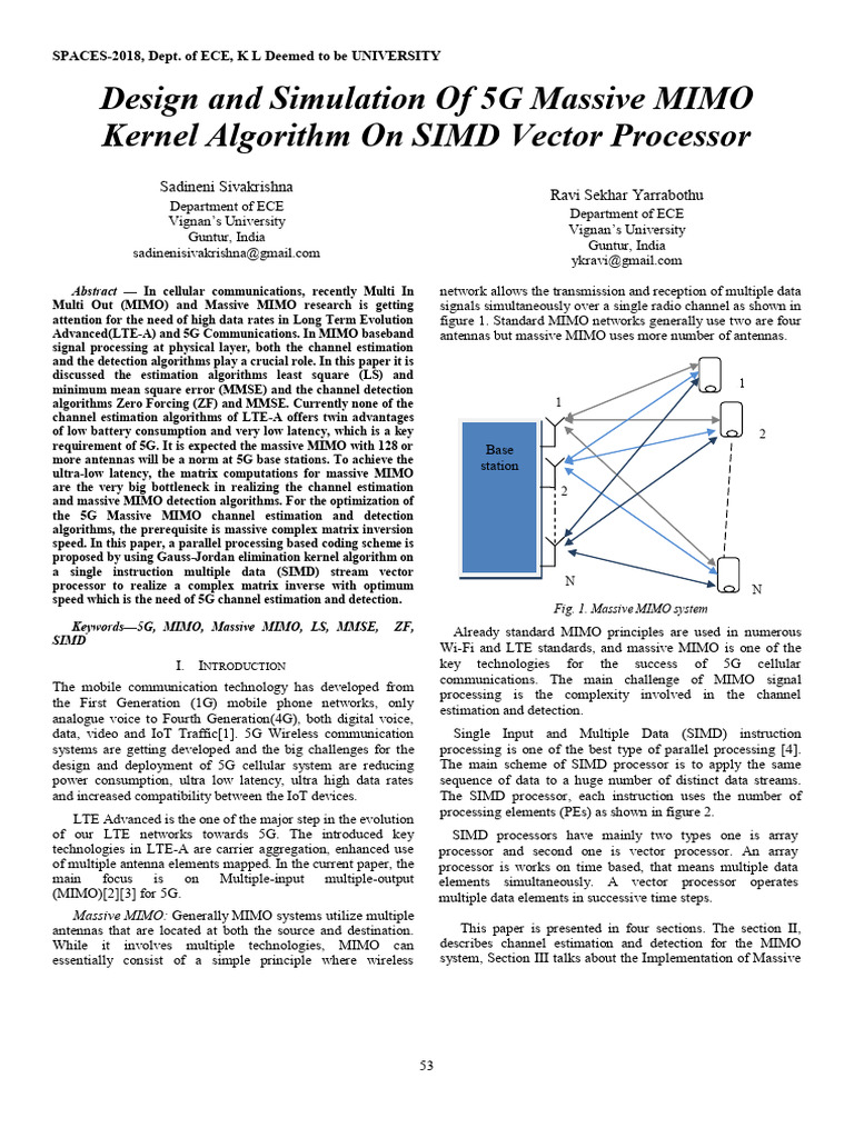 Design and Simulation of 5G Massive MIMO Kernel Algorithm On SIMD Vector Processor | Download ...
