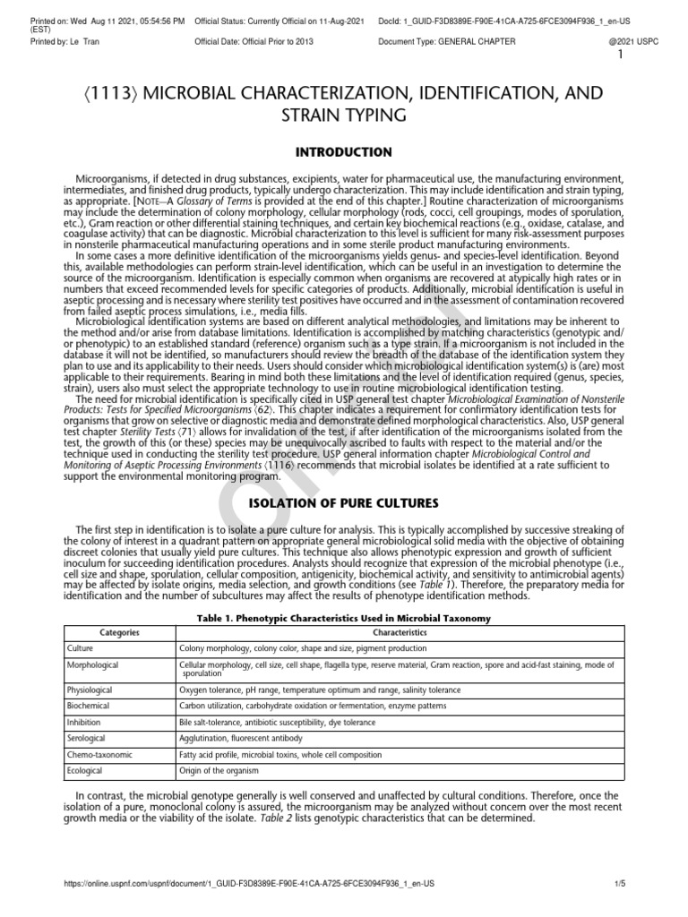 〈1113〉 MICROBIAL CHARACTERIZATION, IDENTIFICATION, AND STRAIN TYPING | PDF | Staining ...