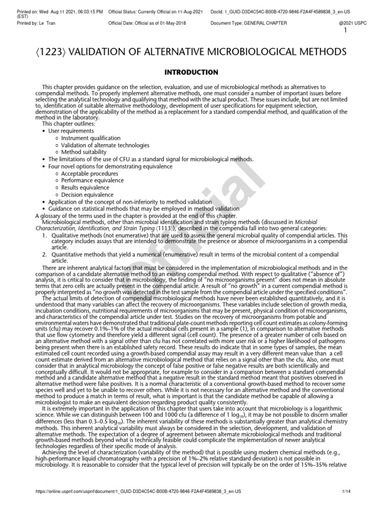 Alternative Microbiological Methods Validation | PDF | Colony Forming ...