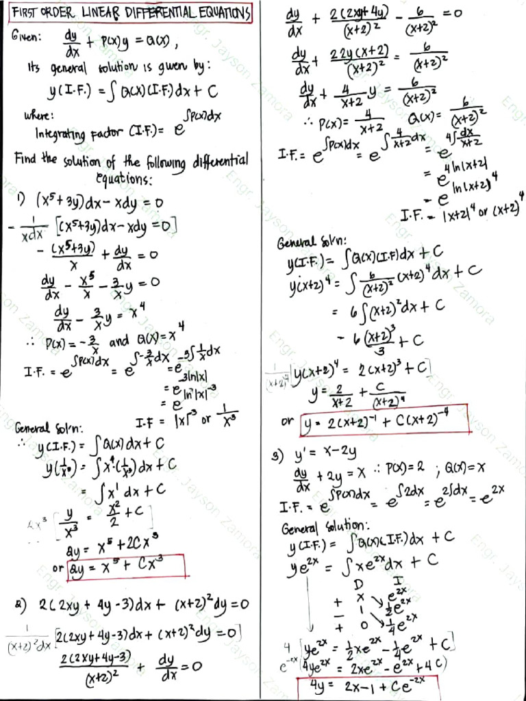 1storderlinear Diff Eq Pdf Differential Equations Equations
