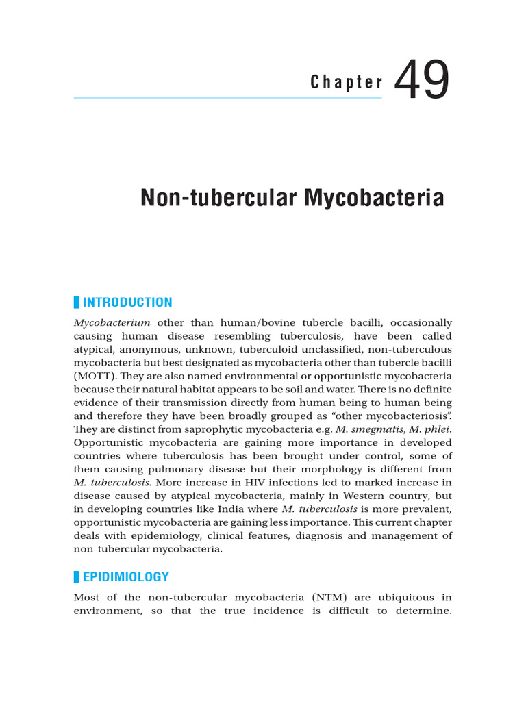 Chapter-49 - Non-Tubercular Mycobacteria | PDF | Mycobacterium | Tuberculosis
