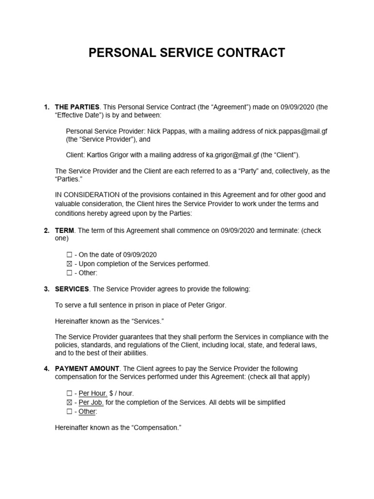Personal-Service-Contract_and_2 | PDF