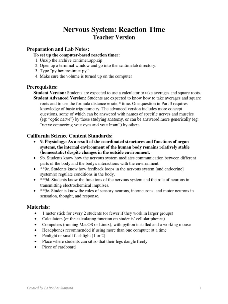 Nervous System T | PDF | Mental Chronometry | Nervous System