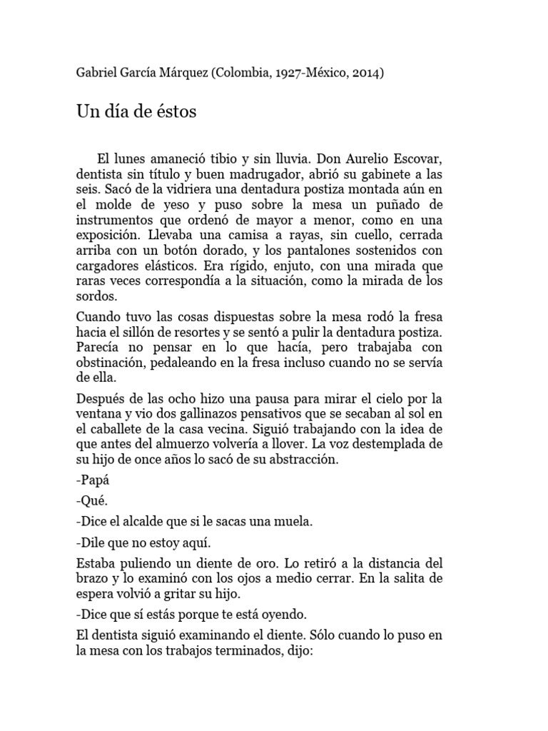 Un Día de Estos - García Márquez | PDF
