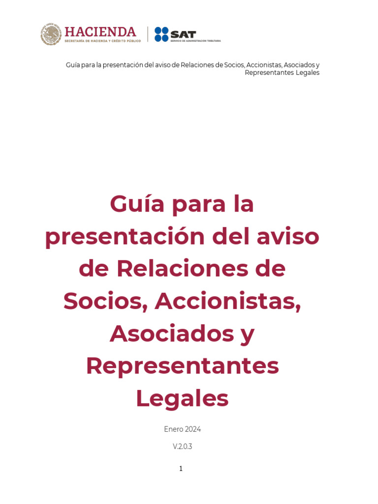 Guia para La Presentacion Del Aviso de Relaciones de Socios, Accionistas, Asociados y ...