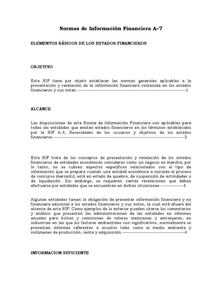 Nif A-7 | PDF | Estado financiero | Hoja de balance