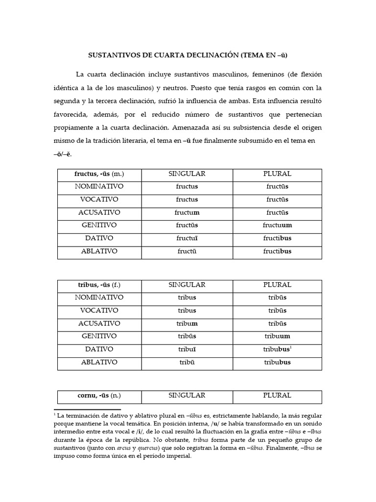 Apunte 4ta. y 5ta. Declinación | PDF | Morfología | Relaciones sintácticas