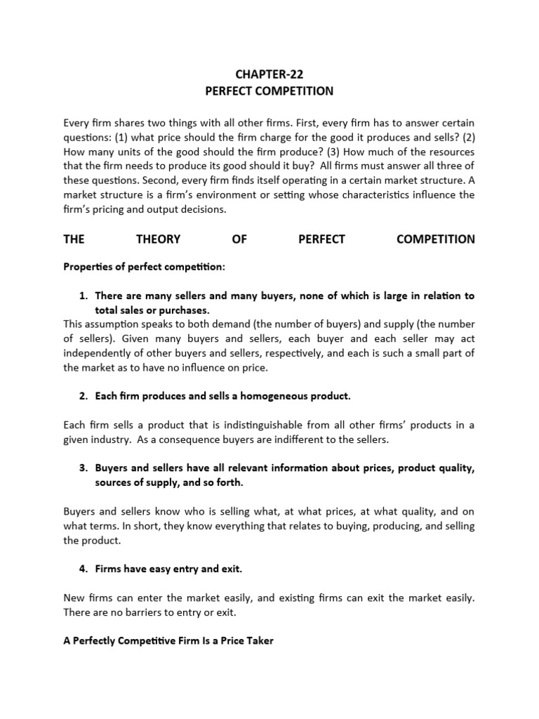 Perfect Competition: Key Concepts and Outcomes | PDF | Perfect ...