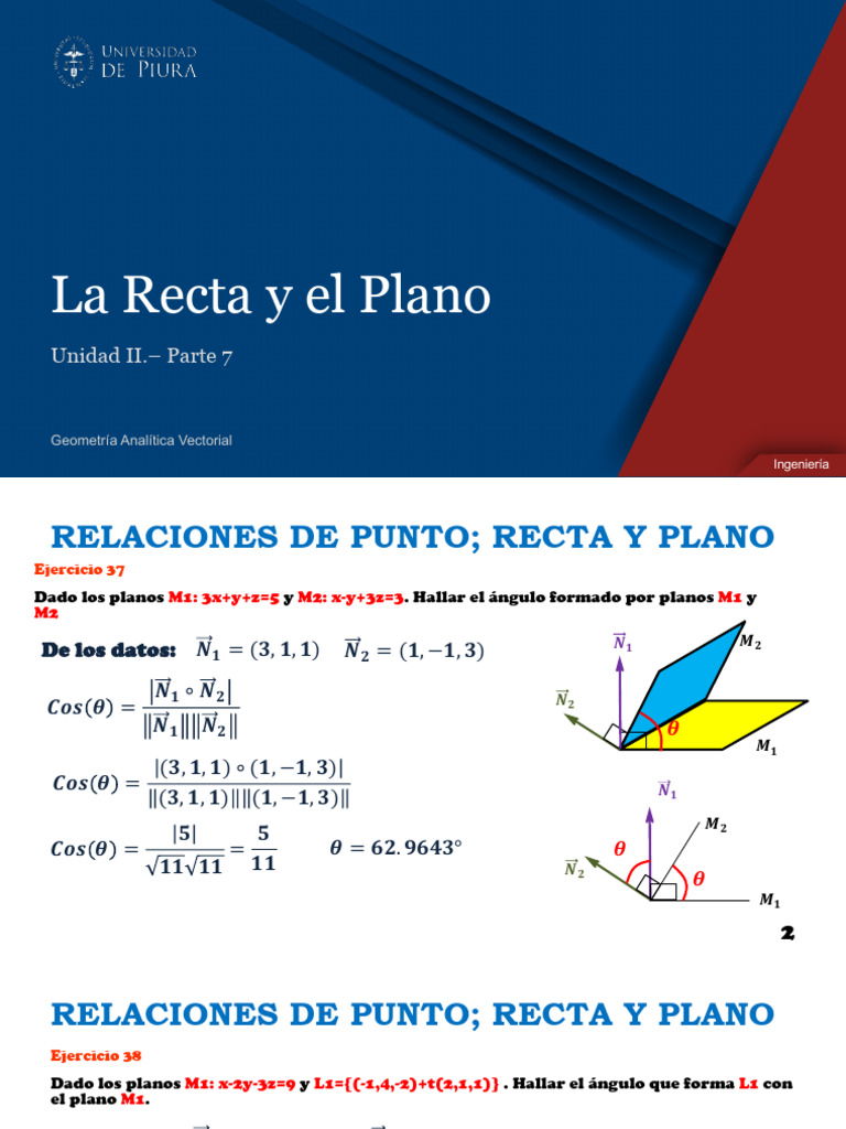 Rectas y Planos P7 | PDF | Línea (geometría) | Geometría algebraica