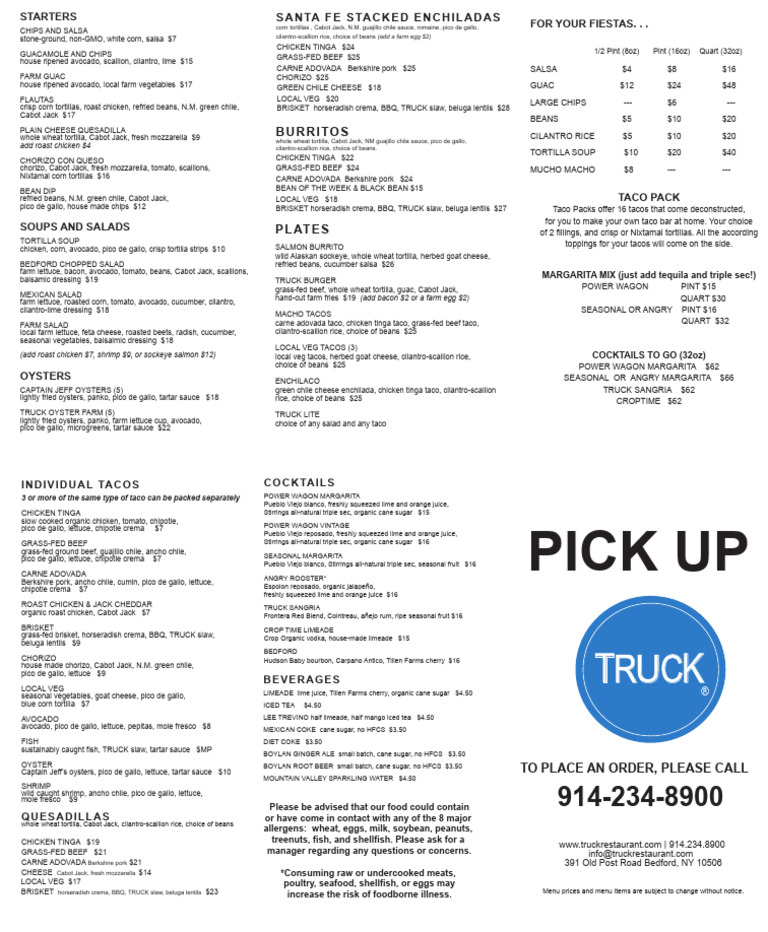Pick Up Menu Truck 061923 | PDF | Taco | Mexican Cuisine