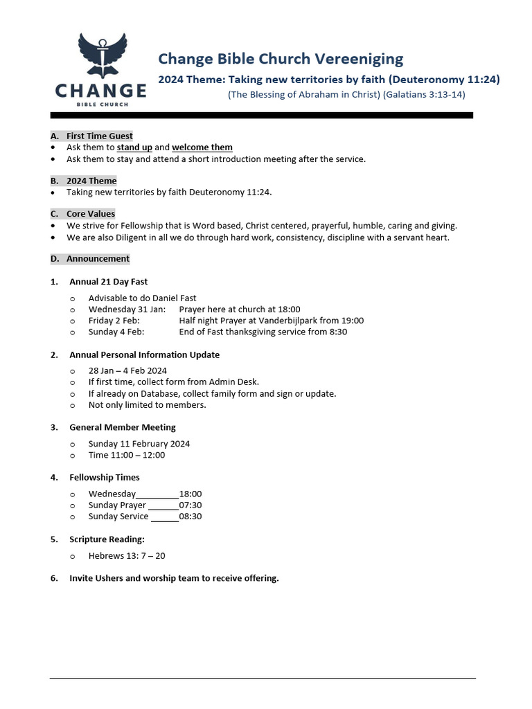 28 January 2024 Announcements | PDF