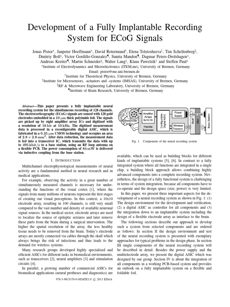 Development of A Fully Implantable Recording System For Ecog Signals ...