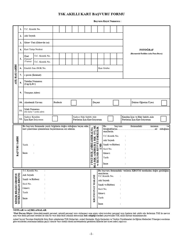 TSK Akilli Kart Basvuru Formu v2 | PDF
