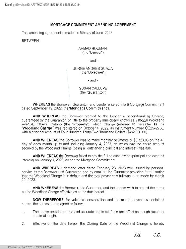 DMS-#3164291-V1-Mortgage Commitment Amending Agreement - Signed Final | PDF