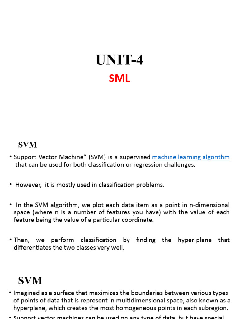 SML Unit 4 | PDF | Support Vector Machine | Artificial Neural Network