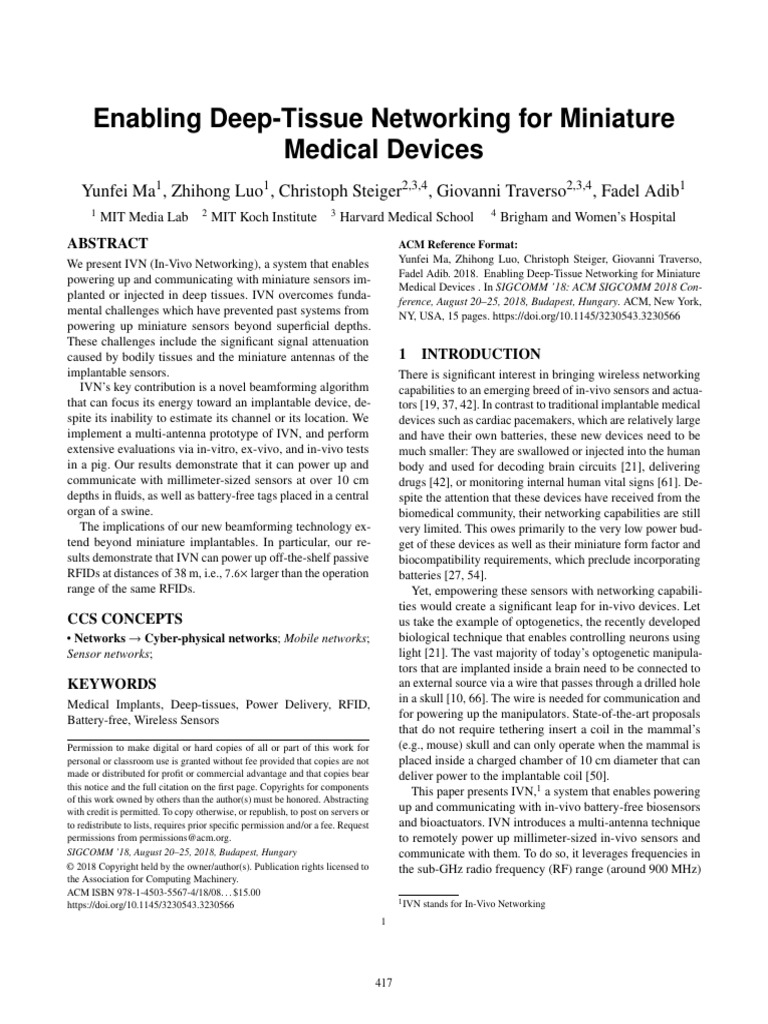 Enabling Deep-Tissue Networking For Miniature Medical Devices ...