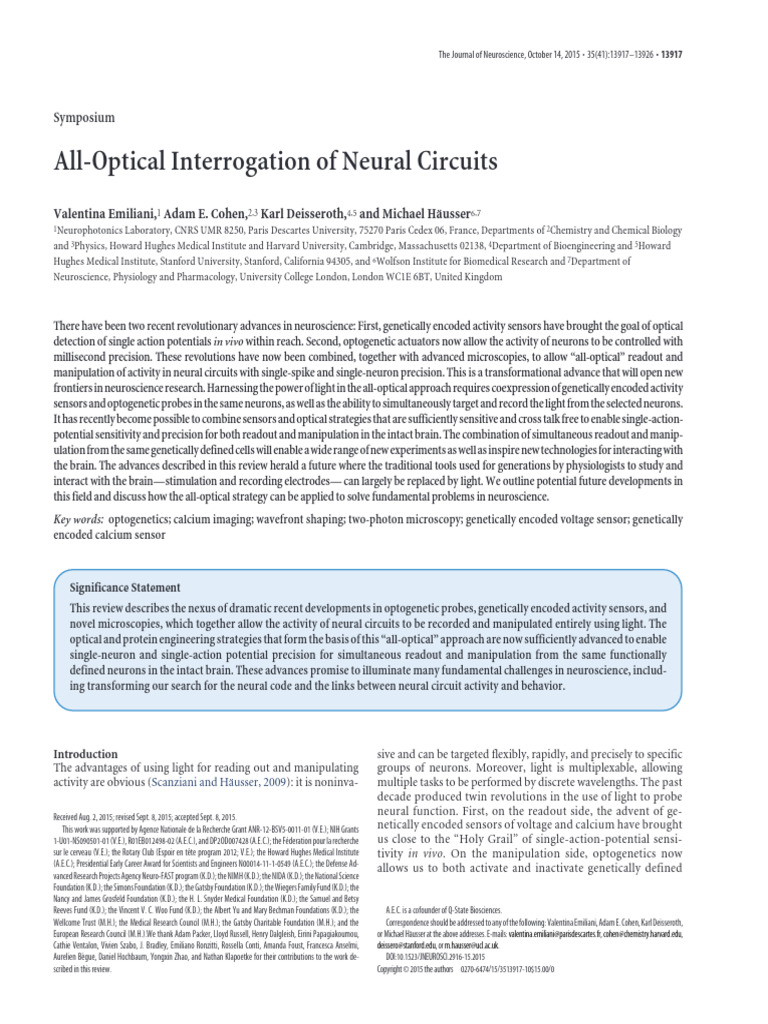 All-Optical Interrogation of Neural Circuits | PDF