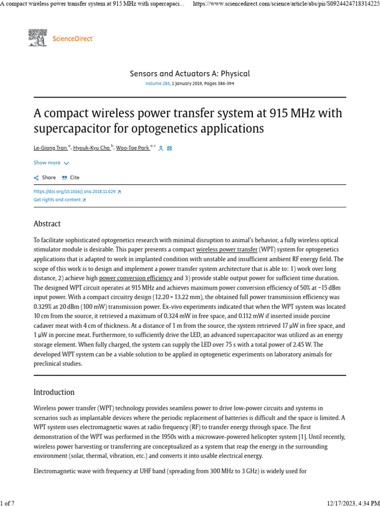 A Compact Wireless Power Transfer System at 915 MHz With Supercapacitor ...