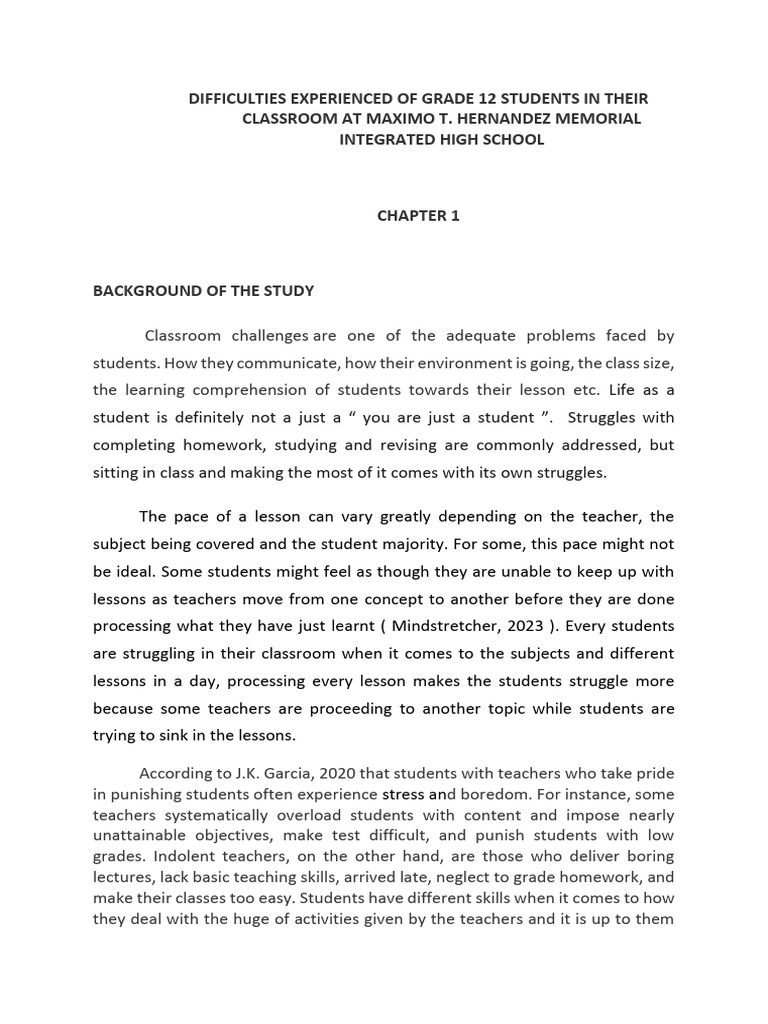 Grade 12 Classroom Challenges at MTHI | PDF | Teachers | Classroom