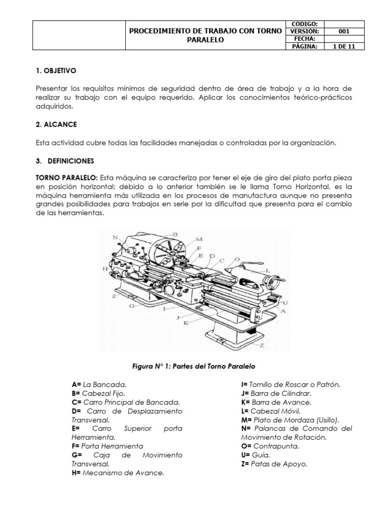 P-Om-001 Procedimiento Trabajos Con Torno Pararayo | PDF | Perforar | Equipo