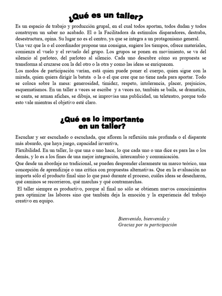Qué Es Un Taller | PDF