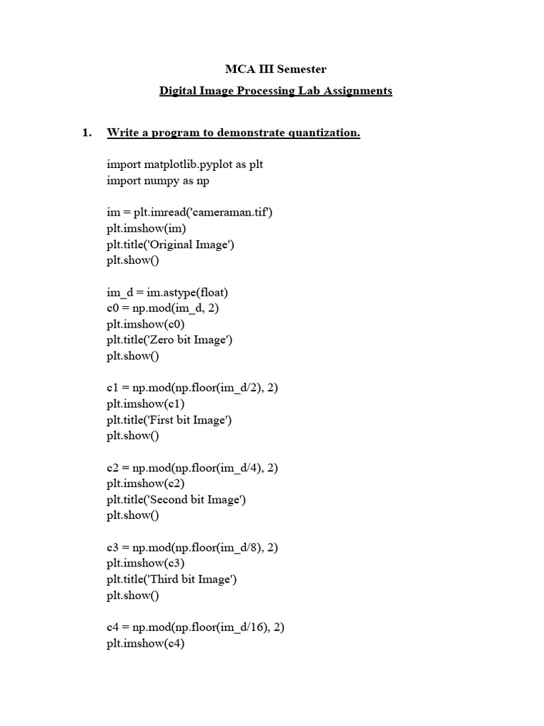 DIP Lab Assignments | Download Free PDF | Computer Engineering | Digital Signal Processing