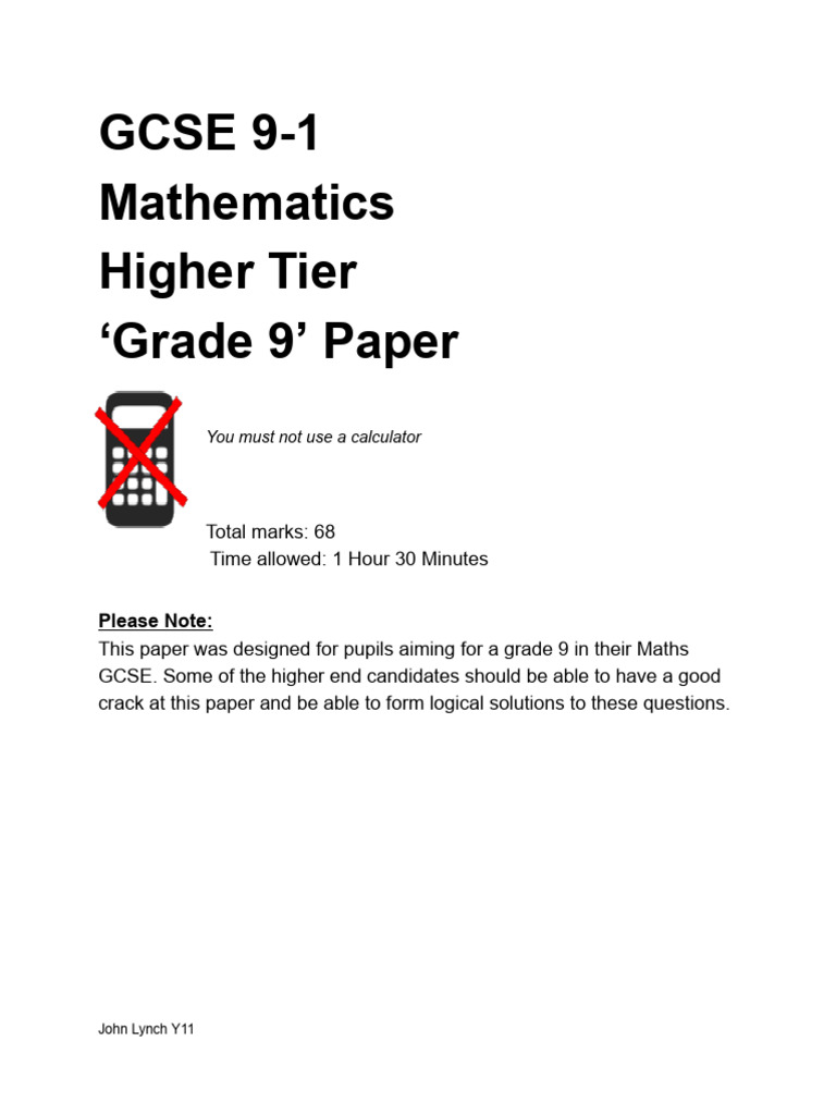 Grade 9 Questions | PDF | Mathematics