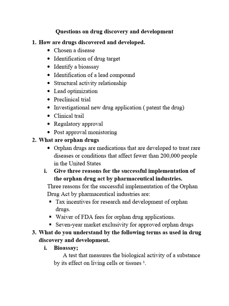 Drug Discovery and Development Overview | PDF | Food And Drug ...